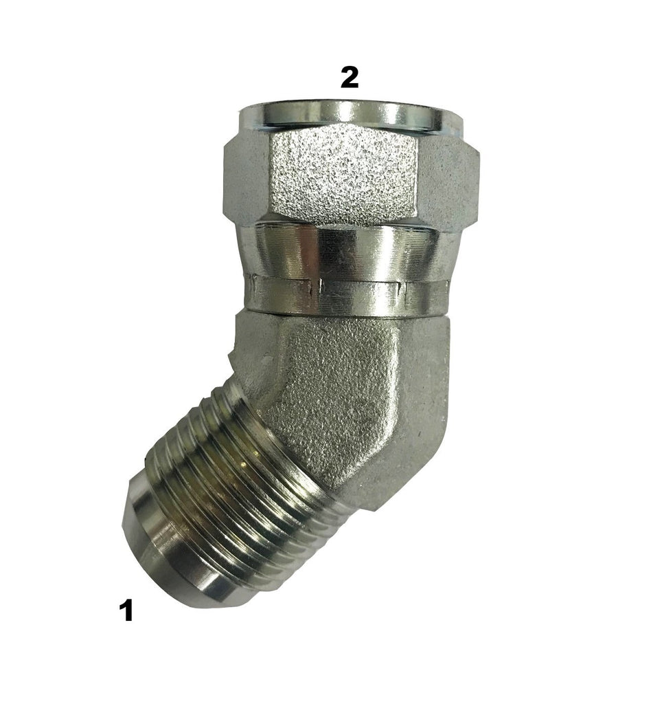 6502 | Male JIC to Female JIC Swivel 45 Degree Adapter — B & B Hydraulics